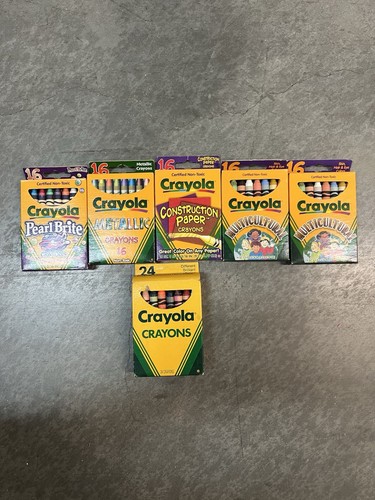 Vintage Crayola Crayons Lot 16 Count Box Color Mix Up Metallic Pearl ...