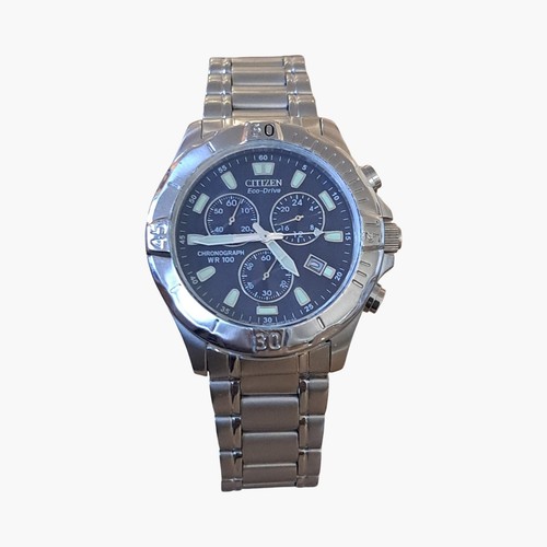 Used Citizen Eco-Drive Chronograph WR100 H500 Men's Watch 39mm Blue ...