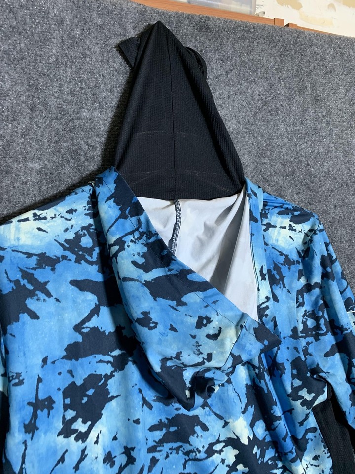 Hurley Shirt Mens Small Blue Hooded UPF 50+ Sun Hoodie Long Sleeve Mesh ...