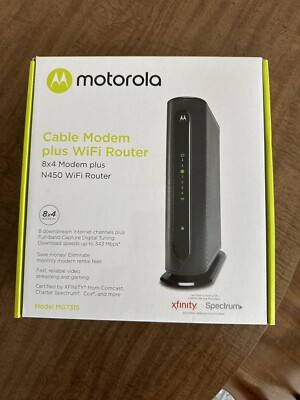 Motorola MG7315 8x4 343Mbps Cable Modem - Black | eBay