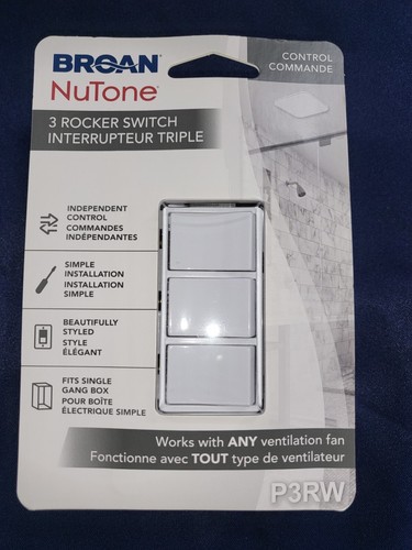 Broan NuTone P3RW 3 Rocker Electrical Light Bath Fan Switch in White | eBay