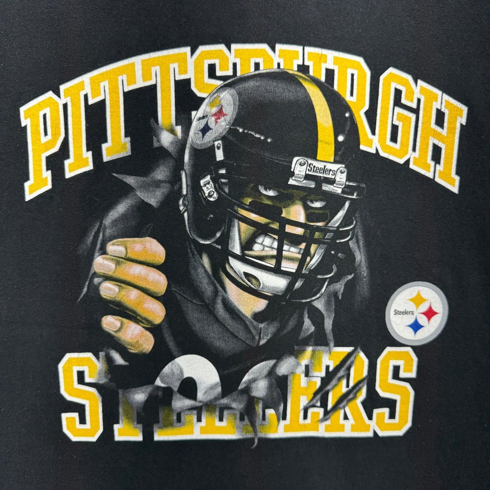 VTG Pittsburgh Steelers Shirt Men's XL Black Break Through Graphic Tee ...