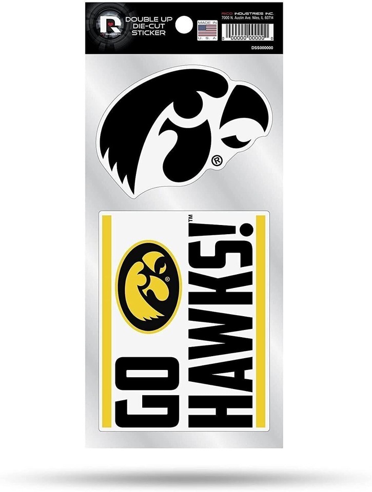 University of Iowa Hawkeyes 2-Piece Double Up Die Cut Sticker Decal ...