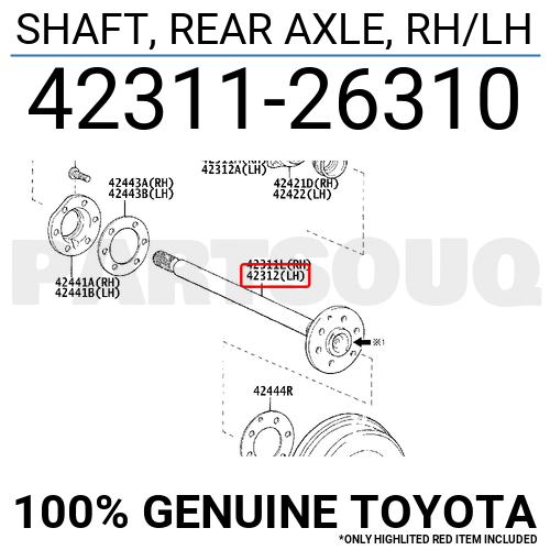 4231126310 Genuine Toyota SHAFT, REAR AXLE, RH/LH 42311-26310 | eBay