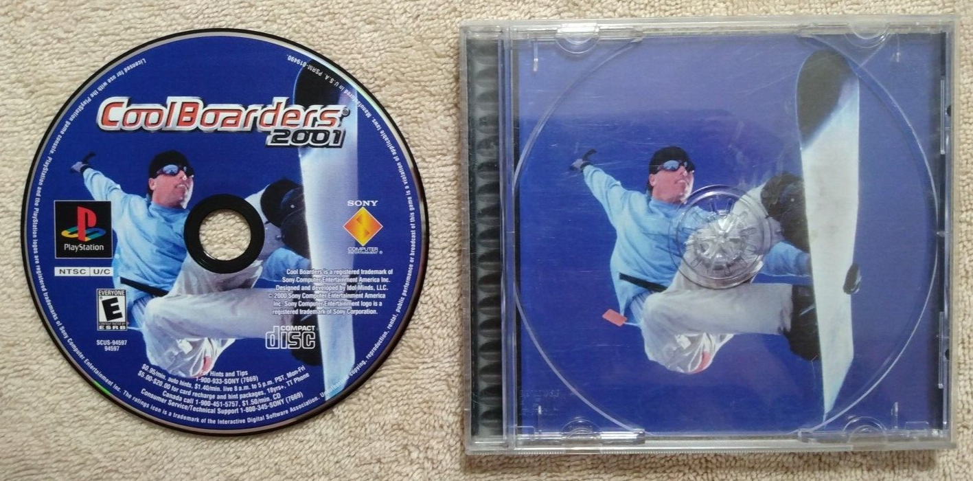 Cool Boarders 2001 (Sony PS 1, 2000) Game Disc, Back Cover w/Art ...