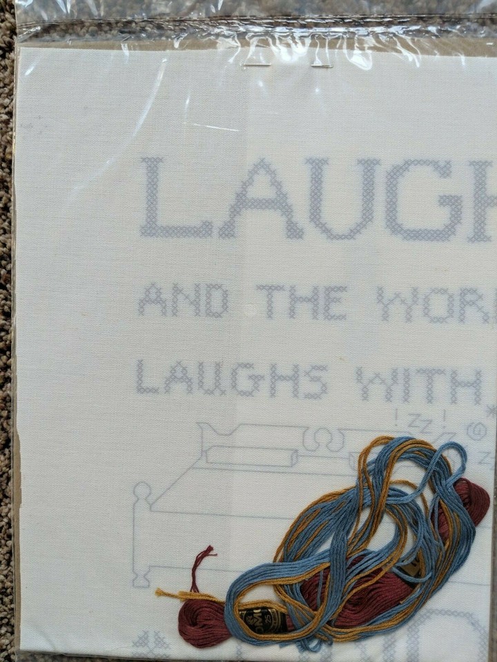 "Laugh and the World Laughs With You" Stamped Cross Stitch Kit - Sealed ...