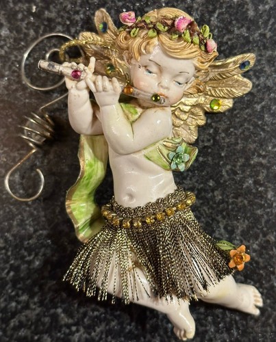 Beautiful Angel Figura W Flute By Michal Negrin With Colored Crystals ...