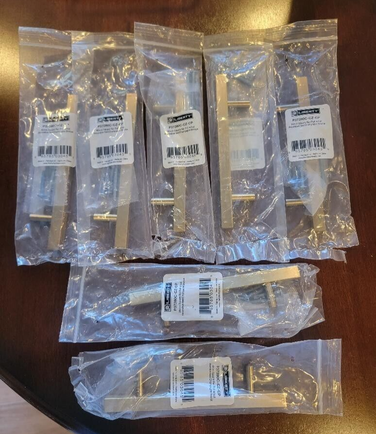 Lot of 7 Liberty Square Bar Pull Champagne Bronze P37280C-CZ-CP 96mm ...