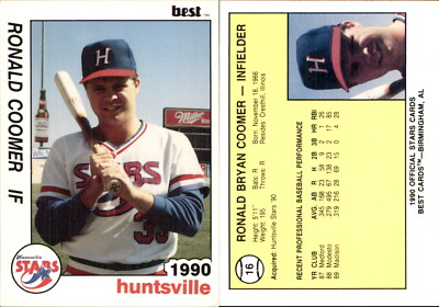 Ron Coomer 1990 Best Huntsville Stars #16 RC Card Huntsville Stars | eBay