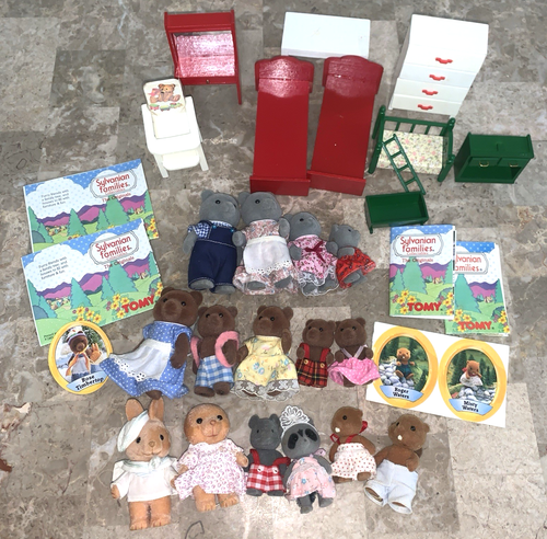 Vintage Sylvanian Families Figure Lot Calico Critters Raccoon Beaver ...