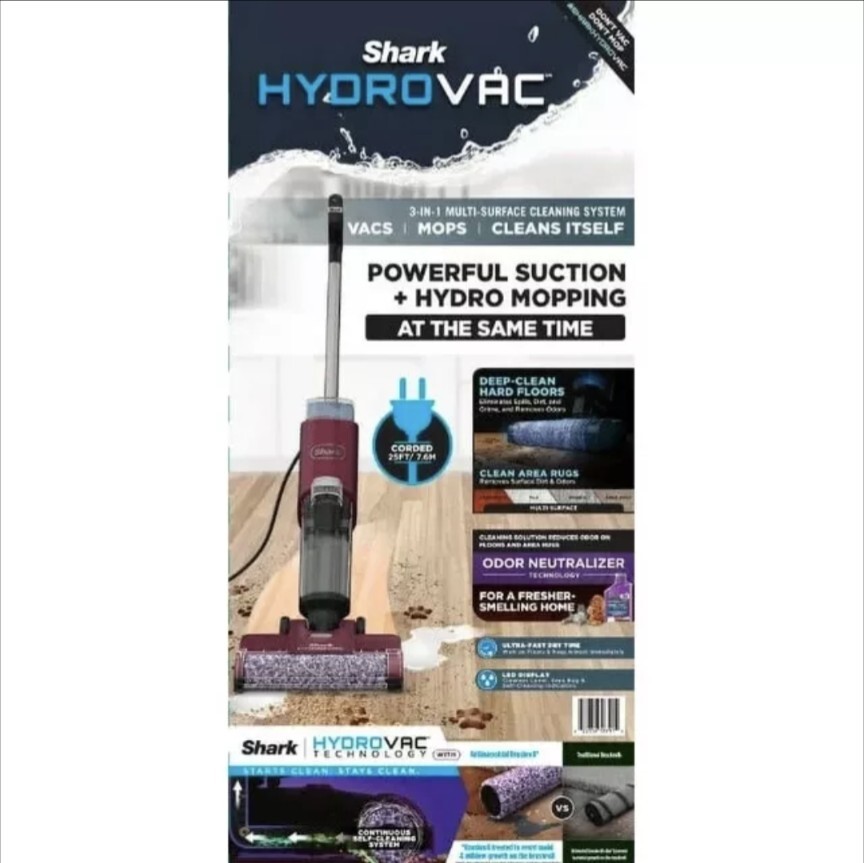 Shark HydroVac (WD100) - Corded 3-in-1 Vacuum, Mop & Self-Cleaning ...