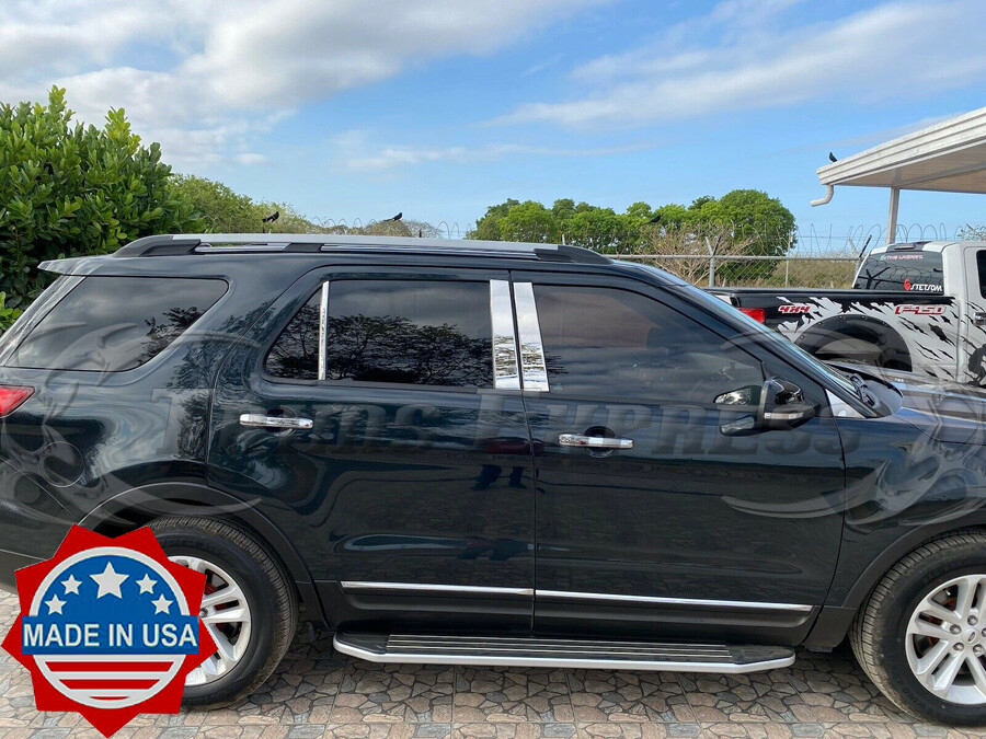 2011-2019 Ford Explorer 8Pc Chrome Stainless Steel Pillar Post Trim w ...