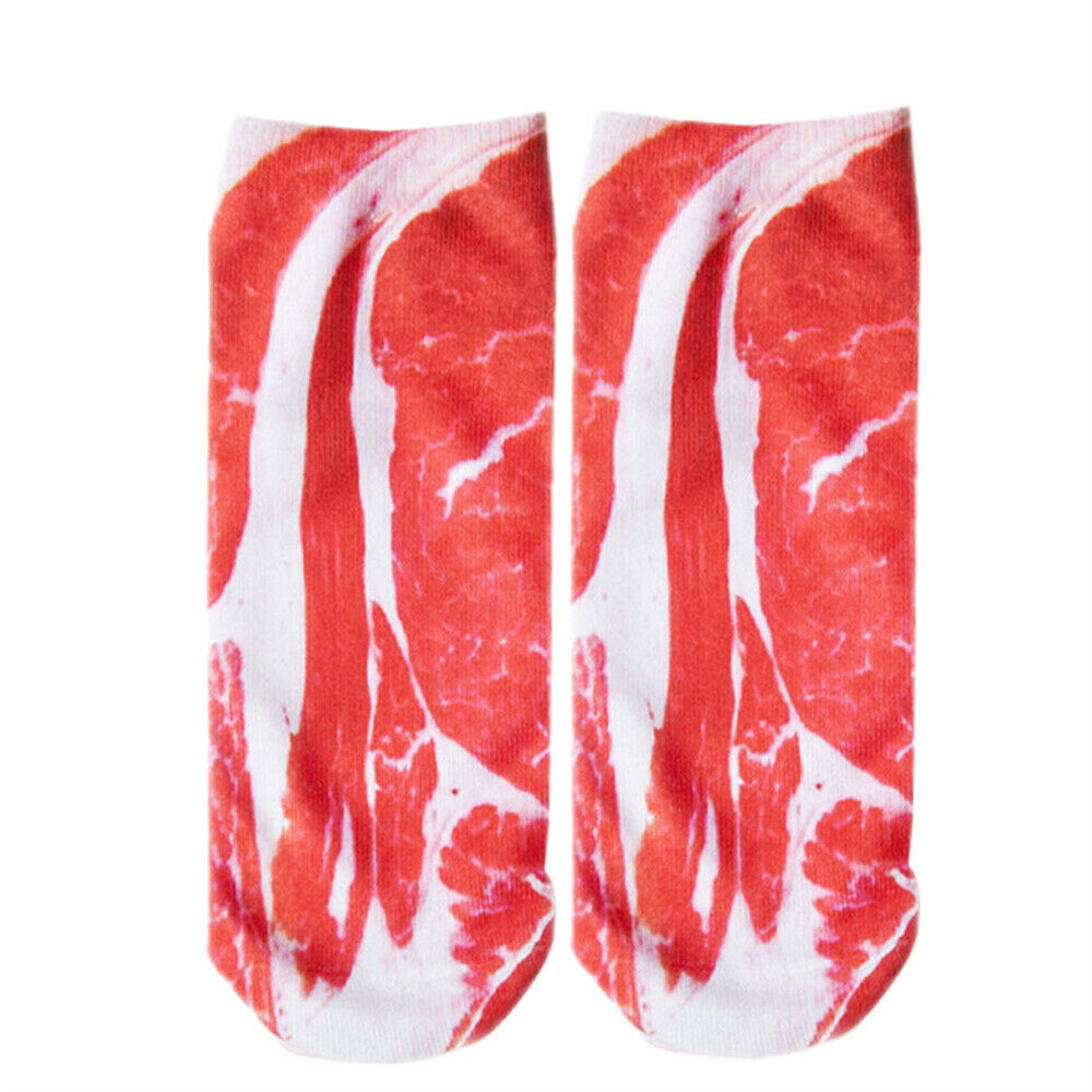Funny Novelty Meat Socks Weird Vegan Chef Bacon Steak Beef Pork Joke ...