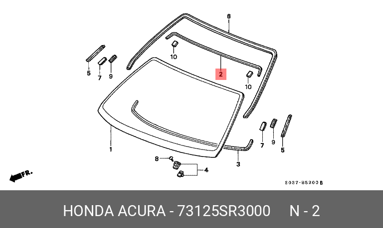 Honda Civic Eg6 Rubber a Front Windshield Dam 73125-sr3-000 Genuine JDM ...