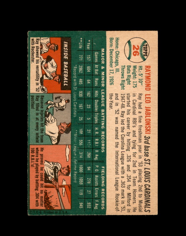 1954 Topps #26 Ray Jablonski EX (B01) | eBay