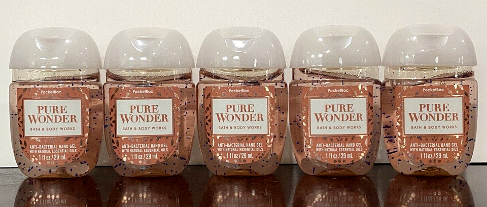 Bath & Body Works LOT OF 5 PURE WONDER PocketBac Hand Sanitizers Anti ...