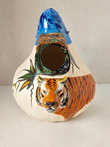 Bird House Hanging Garden Decor Relief Tiger Head 9” Tall Chalkware | eBay