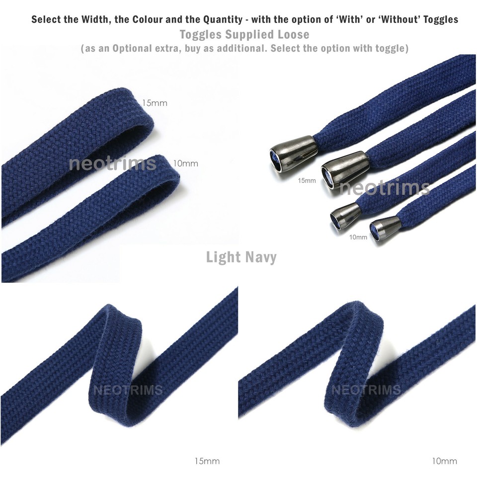 Drawstring Cord Cotton Hoodie String for Sweatshirt,10 & 15mm,Toggle ...