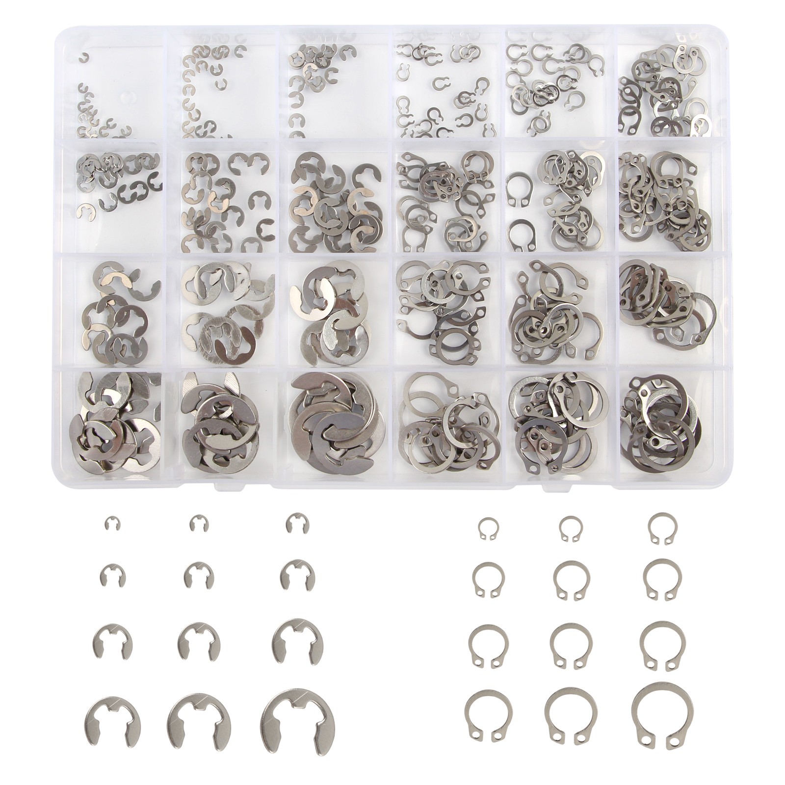 327Pcs Stainless Steel E-Clip C-Clips Circlip Kits Retaining Ring ...