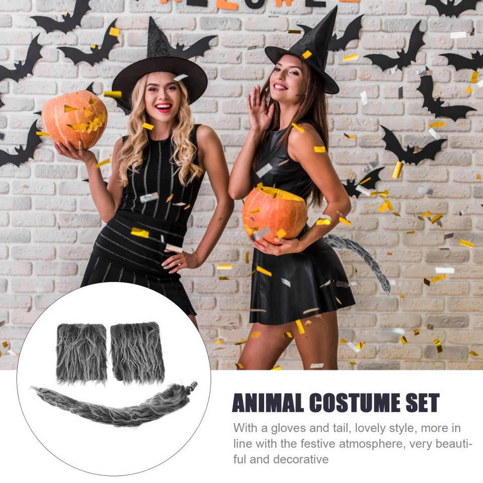 Wolf Ears Tail and Gloves Set Animal Costume Decoration Cosplay ...