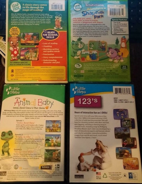 5 pc Leap Frog Little Steps Animal Baby Storybook Factory Dvd Lot Game ...