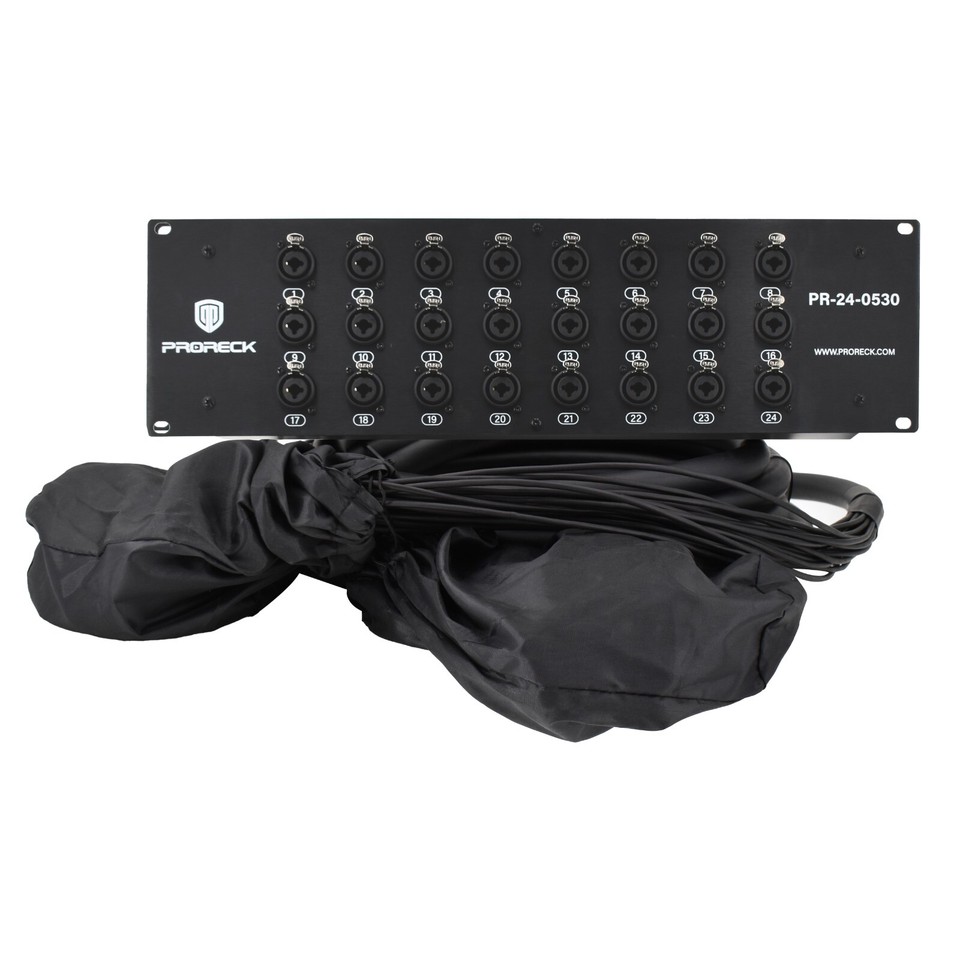 PRORECK 24-Channel Splitter Snake Cable Rack Mount XLR TRS Combo 5ft ...