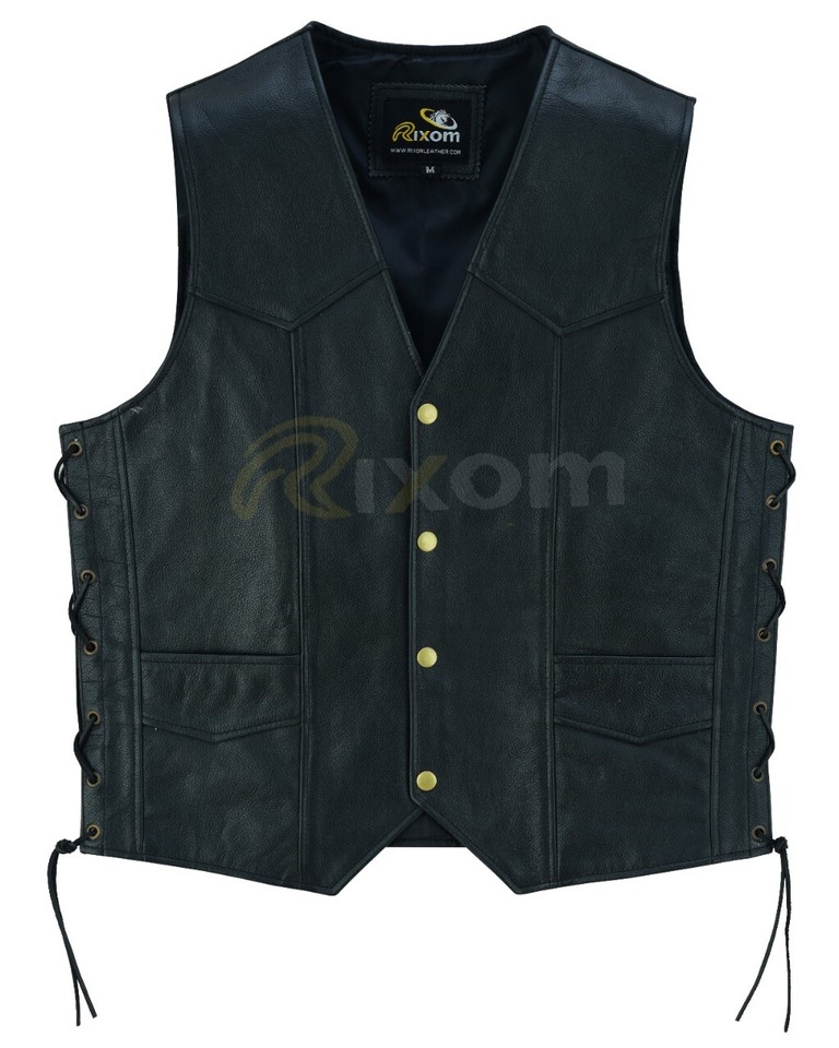 Biker Leather Waistcoat Men's Cut Motorcycle Black Various Club Bikers ...