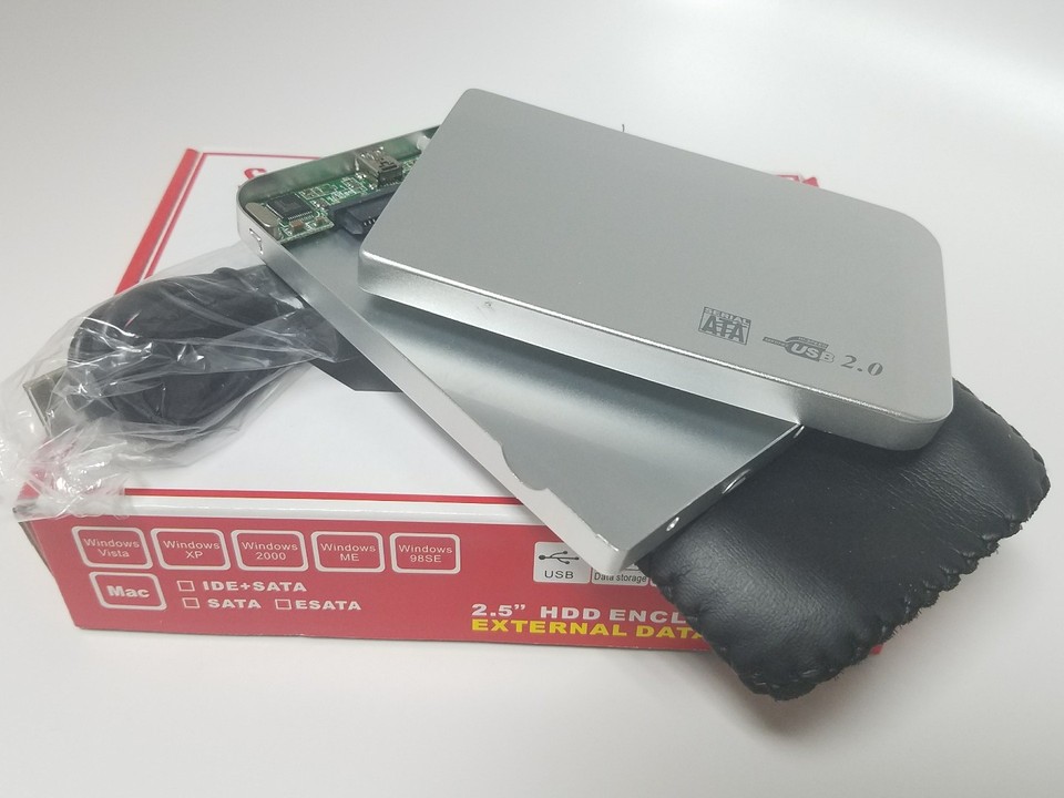 2.5" Inch Silver Sata USB 2.0 Hard Drive HDD Enclosure External Laptop ...