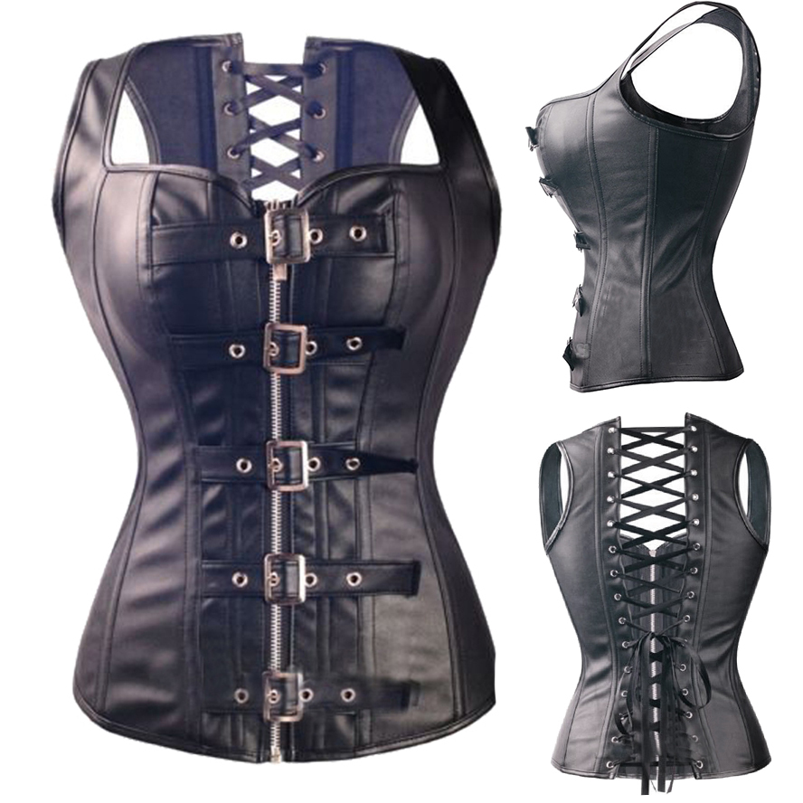 Sexy Boned Corset Basque Waist Trainer Steampunk Bustier Lace Up ...