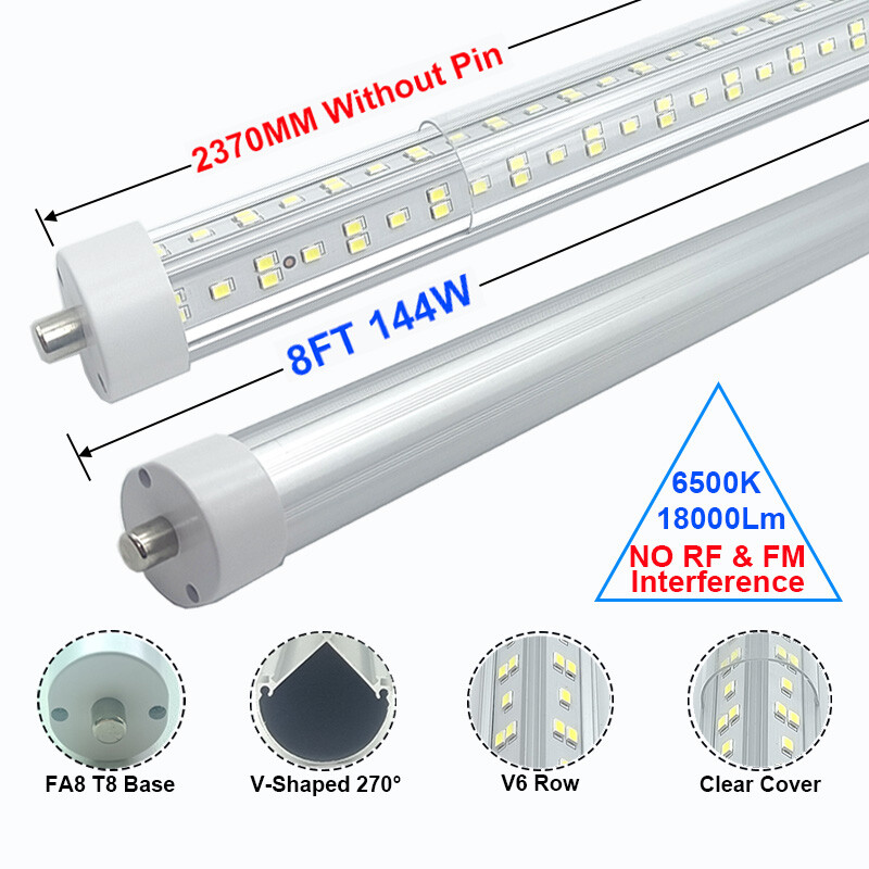 T8 8FT LED Shop Light Bulbs 144W FA8 Single Pin 96'' 8 Foot LED Tube ...