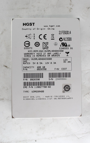 HGST HUSML4040ASS600 400GB SAS 12Gbps 2.5 Drive P/N 0B26590 118022780 ...