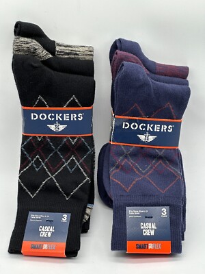 NEW 3 PAIRS MENS DOCKERS CASUAL CREW SOCKS SMART 360 FLEX CLASSIC ...