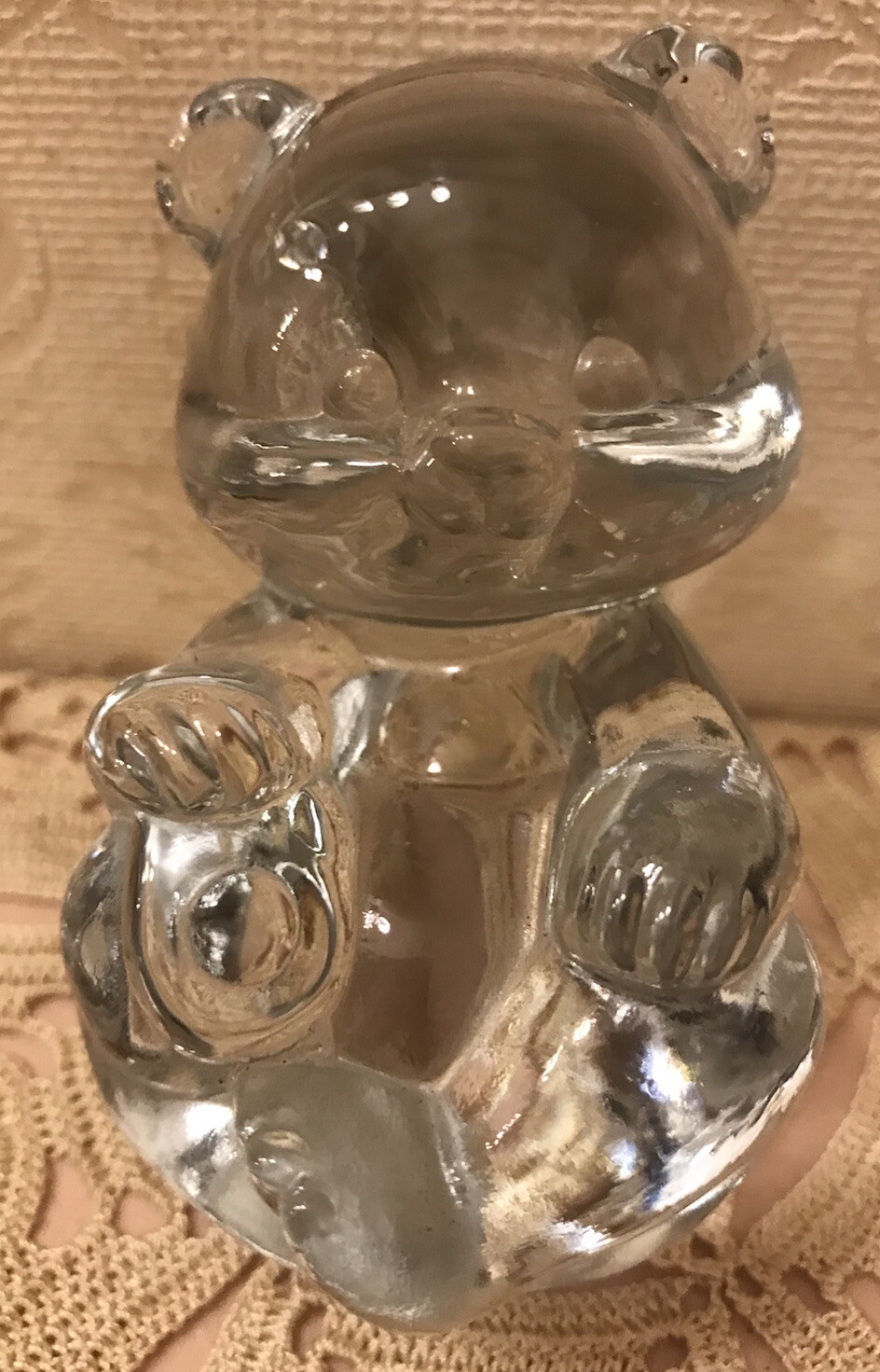 FENTON CLEAR GLASS TEDDY BEAR SIGNED 3 1/2” tall EUC **BABY GIFT ** | eBay