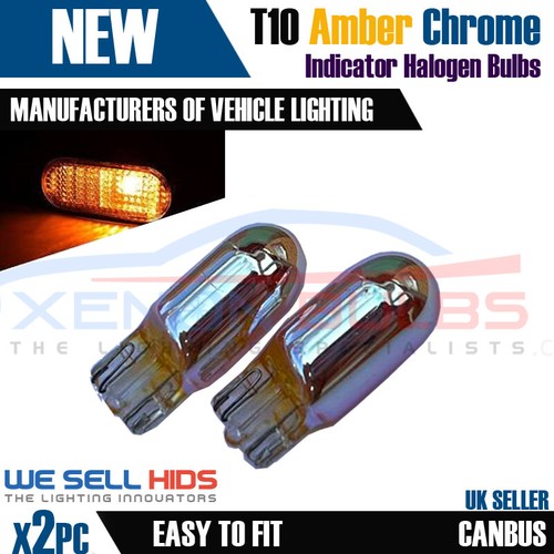 2x Amber Chrome T10 501 W5W Sidelight Bulbs halogen bulb indicator ...