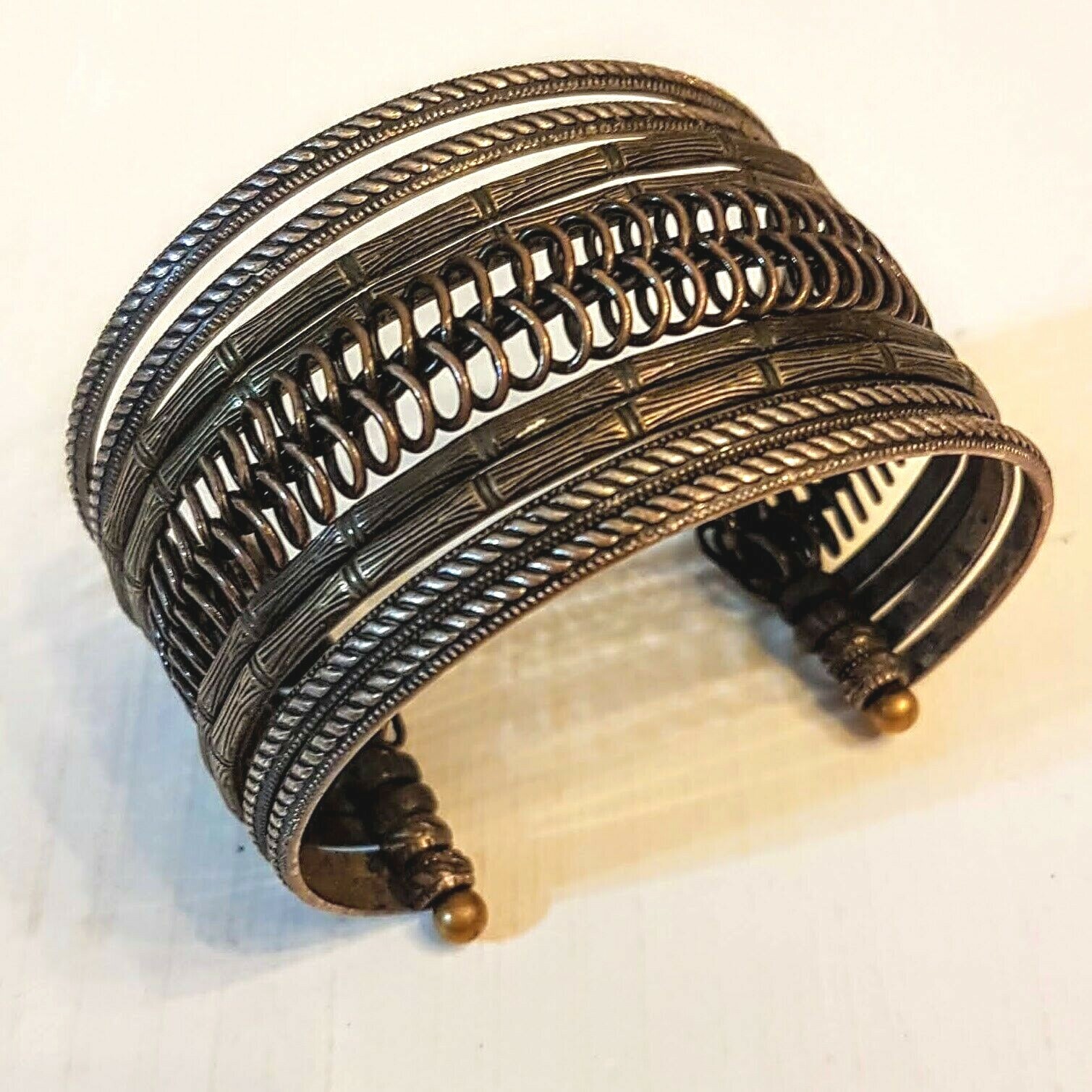 Brutalist Style Cuff Bracelet Multi Strand Textured B… - Gem