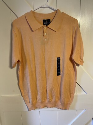 Stafford Men's Polo Sweater S/S Size Medium Orange Buff color. NWT | eBay