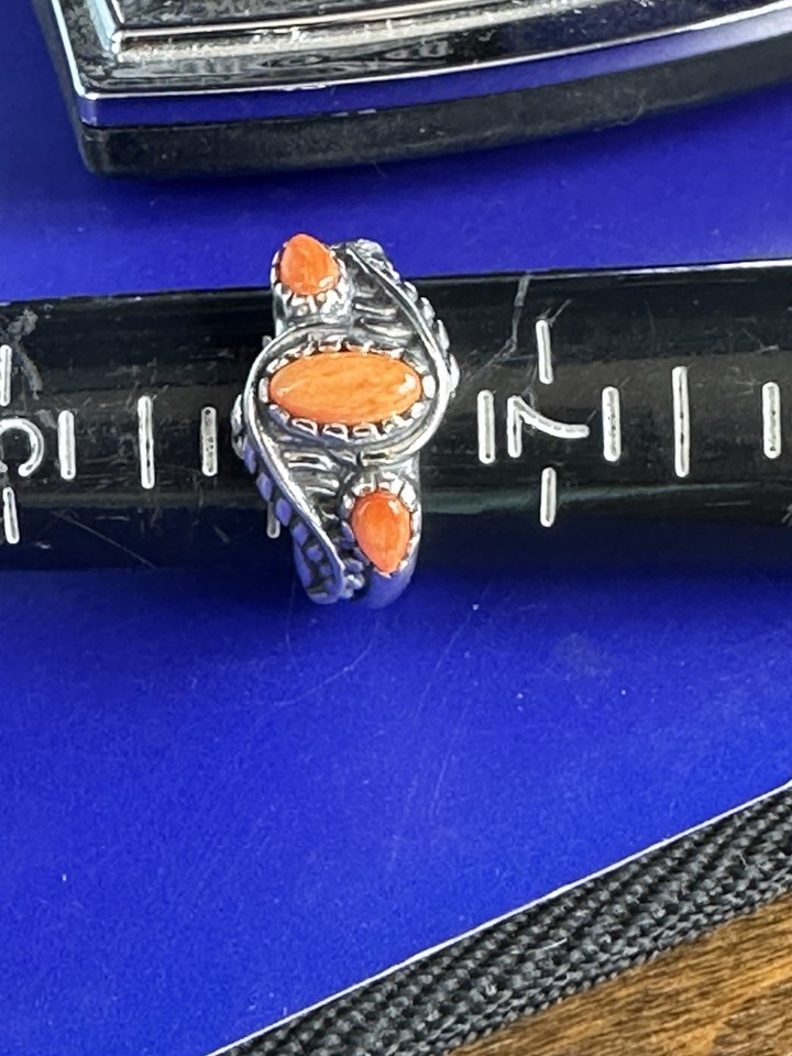 NEW Carolyn Pollack American West 3 Stone Orange Spiny Oyster Ring SIZE ...