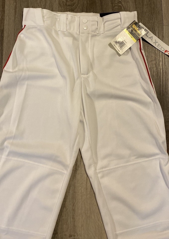 Wilson / Classic Relaxed White Baseball Pants / Red Side Stripe / Youth ...