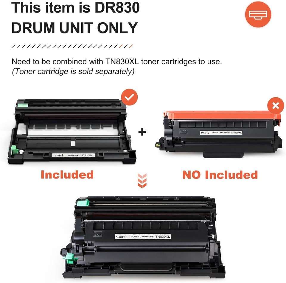 2PK DR830 DR-830 Drum Unit Compatible Brother HL-L2405W DCP-L2640DW MFC ...
