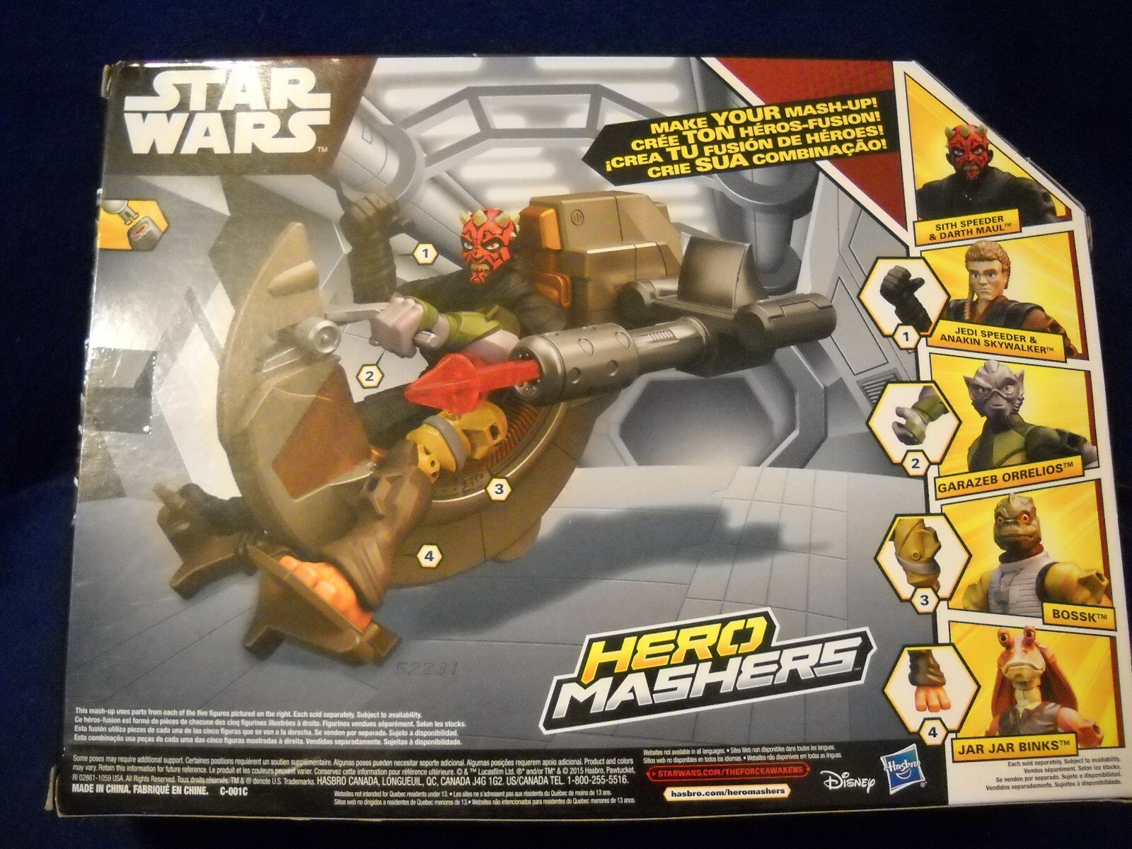 2015 HASBRO STAR WARS “HERO MASHER” Sith Speeder & Darth Maul New in ...