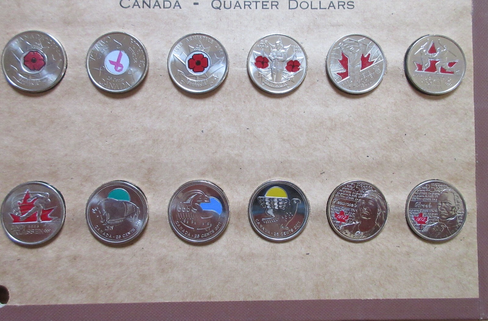 Set of 2004-2012 Canada 12 Colored Quarters Twenty-Five Cents Coin MINT ...