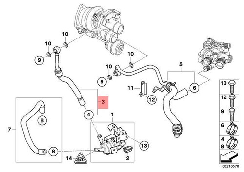 Genuine BMW R55 R55N R56 R56N Turbo Charger Coolant Feed Hose OEM ...