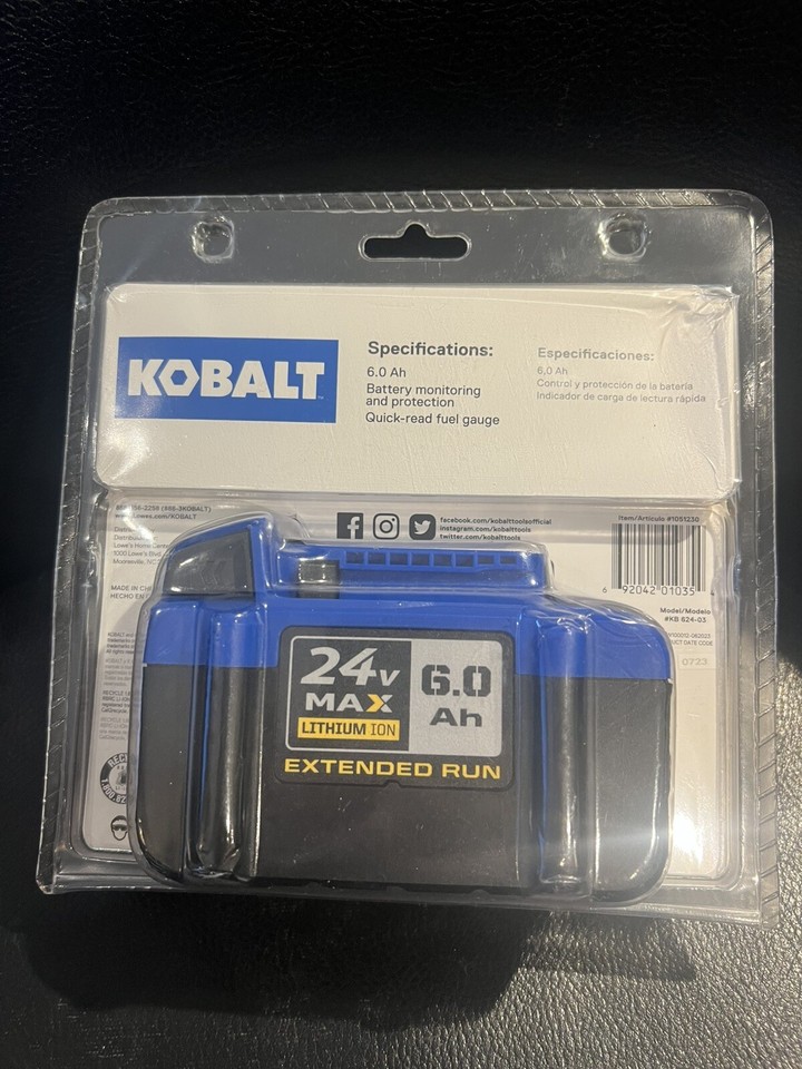 Kobalt KB 624-03 24V Max 6 Amp-Hour Lithium Battery 692042010354 | eBay