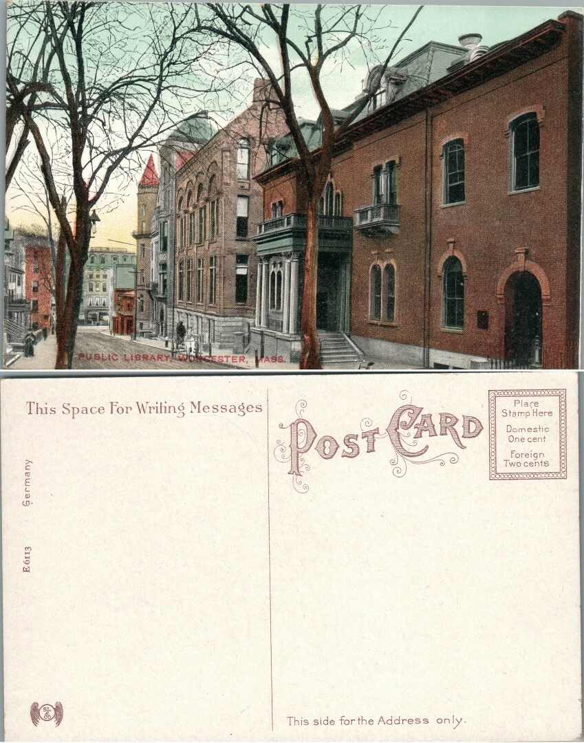 PUBLIC LIBRARY WORCESTER MA ANTIQUE POSTCARD | eBay