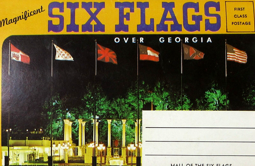 Vintage Six Flags Georgia Amusement Park Rides Souvenir Postcard Folder ...