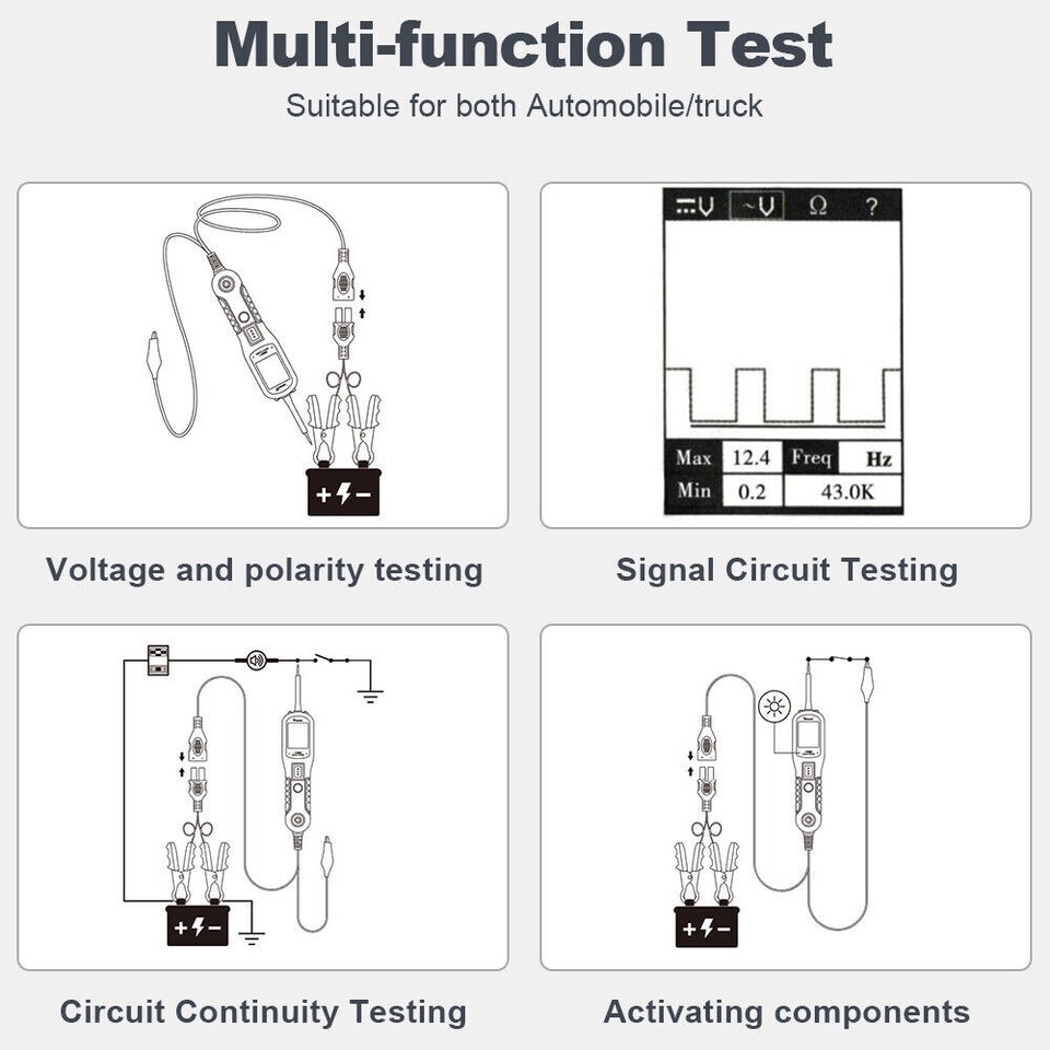 12V 24V PowerScan Circuit Tester Probe Electrical Power AVOmeter ...