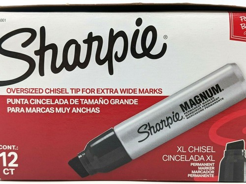12 x Sharpie Magnum Permanent Marker Chisel 2-15mm Extra Wide Black ...