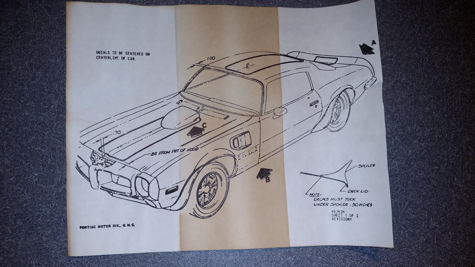 GM 1970 – 1972 Pontiac Trans Am Front Fender Decal White NOS Part ...