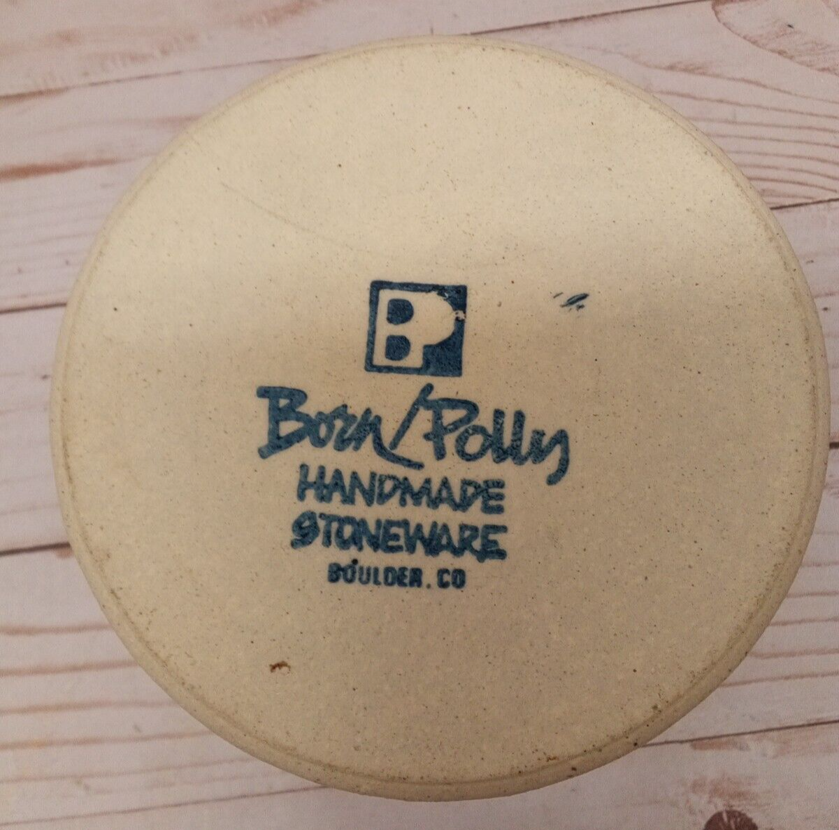 VINTAGE POLLY POTTERY BLUE STONEWARE BUTTER KEEPER: BOULDER, CO | eBay