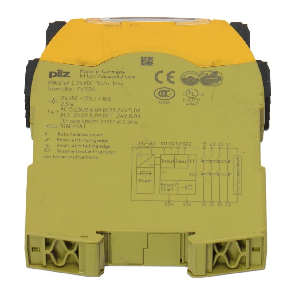 751104 PNOZ S4 C 24VDC 3n/o 1n/c PILZ, Pilz safety relay PNOZ ...